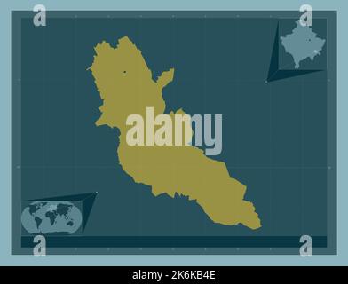 Kllokot, municipality of Kosovo. Solid color shape. Corner auxiliary ...