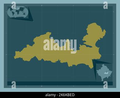 Lipjan, municipality of Kosovo. Solid color shape. Locations and names ...