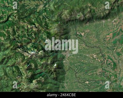 Peja, municipality of Kosovo. High resolution satellite map. Locations ...