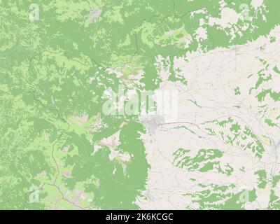 Peja, municipality of Kosovo. Open Street Map. Locations of major ...