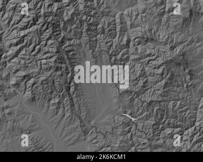 Podujeva, municipality of Kosovo. Grayscale elevation map with lakes ...