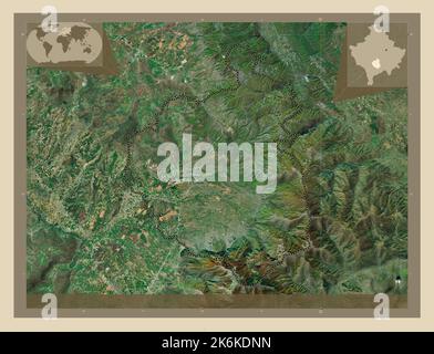 Suhareka, municipality of Kosovo. High resolution satellite map ...