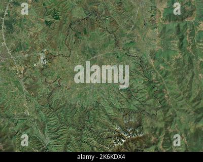 Vitia, municipality of Kosovo. High resolution satellite map. Locations ...