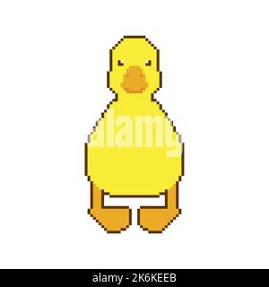 Yellow duck pixel art icon isolated on white Stock Vector Image & Art - Alamy