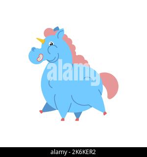 Fat Unicorn Cartoon. fleshy mythical animal isolated. Vector ...