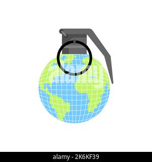 Planet earth grenade. Earth explosive. Vector illustration Stock Vector ...