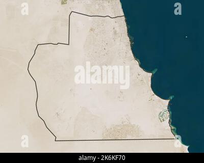 Al Ahmadi, province of Kuwait. Low resolution satellite map. Locations ...