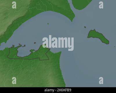 Al Asimah, province of Kuwait. Colored elevation map with lakes and ...