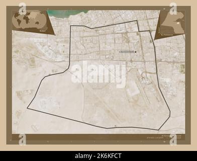Al Farwaniyah, province of Kuwait. Low resolution satellite map ...