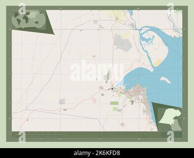 Al Jahrah, province of Kuwait. Open Street Map. Corner auxiliary ...