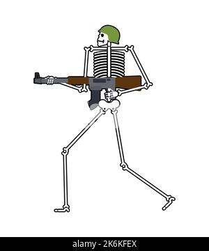 Skeleton with gun. Deadly Soldier isolated. Сoncept of army of death ...