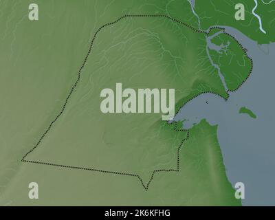 Al Jahrah, province of Kuwait. Colored elevation map with lakes and ...