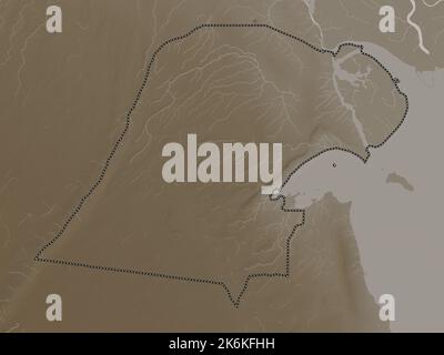 Al Jahrah, province of Kuwait. Colored elevation map with lakes and ...