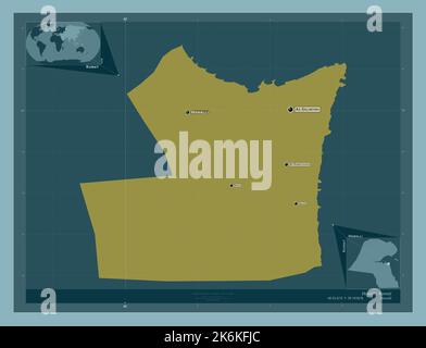 Hawalli, province of Kuwait. Solid color shape. Locations of major ...