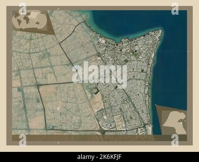 Hawalli, province of Kuwait. High resolution satellite map. Corner ...