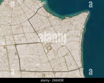 Hawalli, province of Kuwait. Low resolution satellite map. Locations of ...