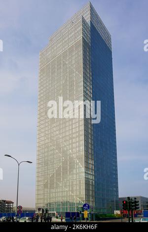 Main entrance of the new skyscraper headquarters of the Piedmont Region. Turin, Italy - October ...