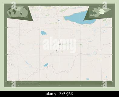 Naryn, province of Kyrgyzstan. Open Street Map. Corner auxiliary ...
