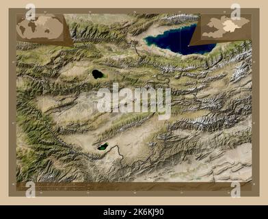 Naryn, province of Kyrgyzstan. Low resolution satellite map. Locations ...