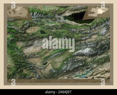 Naryn, province of Kyrgyzstan. High resolution satellite map Stock ...