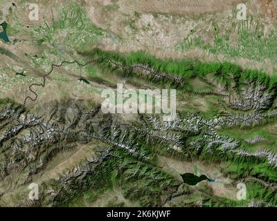Talas, province of Kyrgyzstan. High resolution satellite map. Locations ...