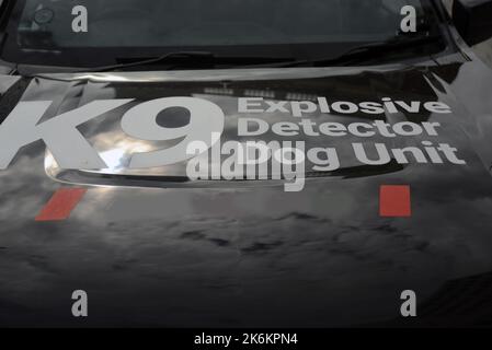 signage for K9 explosive detector dog unit Stock Photo - Alamy