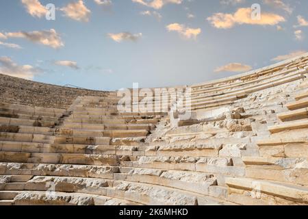 Greek and Roman style amphitheater seat and architectural detail ...