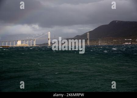 1007 meter long suspension road bridge Tjeldsund Bridge is connecting ...