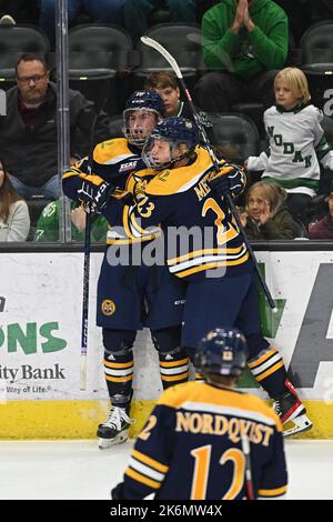 Quinnipiac Bobcats forward Jacob Quillan (16) celebrates after scoring ...