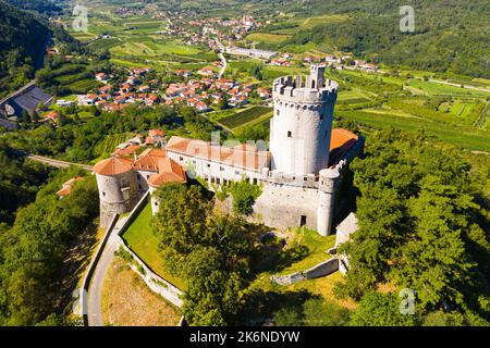 View of medieval castle Branik (Rihemberk) in Nova Gorica. Slovenia ...