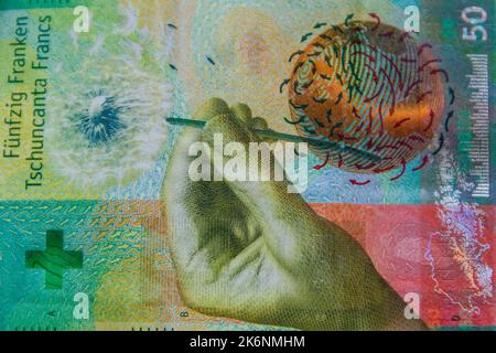 Macro shot of the fifty swiss francs banknote Stock Photo - Alamy
