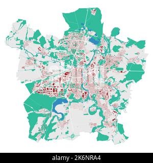 Plzen vector map. Detailed vector map of Plzeň city administrative area ...