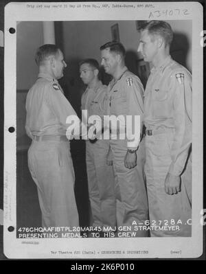 Major General George E. Stratemeyer congratulates Major General Charles ...