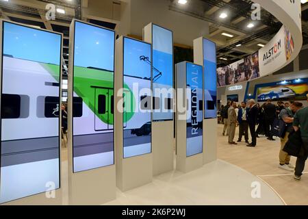 An unusual audio visual graphics display on the Alstom train makers ...