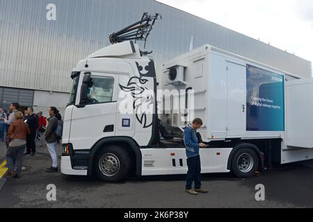 Scania R450 Hybrid diesel electric truck with pantograph for overhead ...