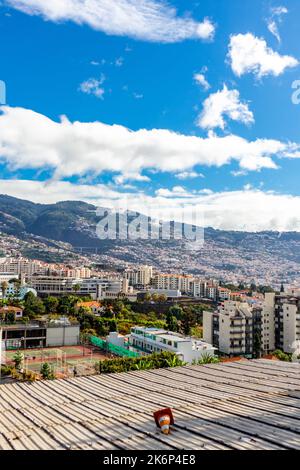 On the way on the city levadas of Funchal with a fantastic view on the ...