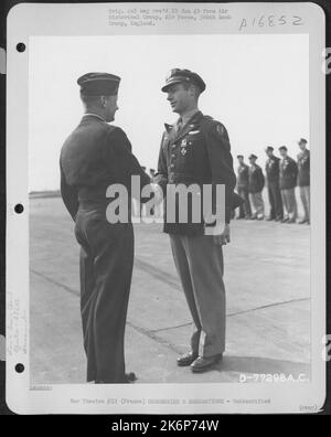 Major General Samuel E. Anderson Congratulates An Officer Of The 410Th ...