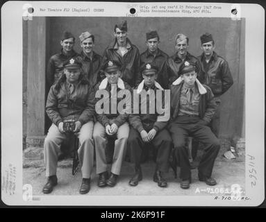 A crew of the 524th Bomb Squadron, 379th Bomb Group, poses for the ...