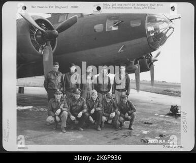 A Crew Of The 379Th Bomb Group Poses In Front Of A Boeing B-17 ...