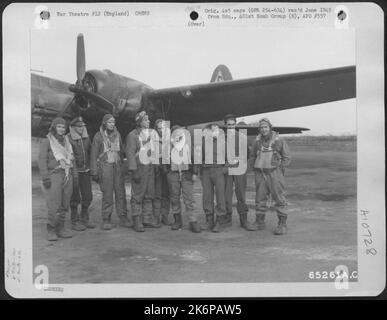 Crew 12 Of The 612Th Bomb Squadron, 401St Bomb Group, Pose On The Wing ...