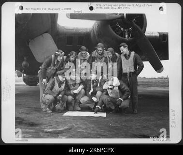 Crew Of The 560Th Bomb Squadron, 388Th Bomb Group Beside A Boeing B-17 ...