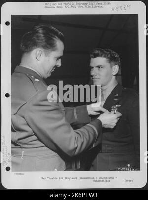 Brig. General Robert Travis Presents Medal To Capt. Fawcett. 303Rd Bomb ...