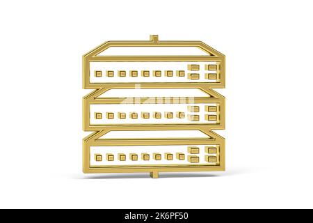 Golden 3d ethernet switch icon isolated on white background - 3d render ...