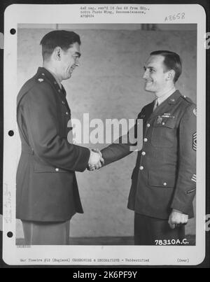 A Member Of The 381St Bomb Group Is Congratulated After Receiving The ...
