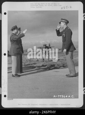 Major General Lewis H. Brereton congratulates Col. Crawford F. Sams ...