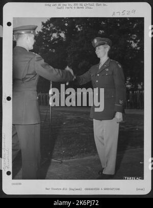 Lt. General Jacob L. Devers Congratulates W/C John E. Johnson Of Raf ...