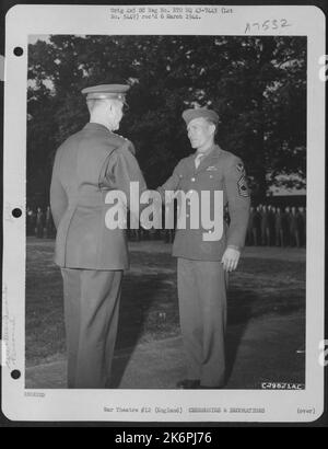 Lt. General Jacob L. Devers Congratulates Capt. Gerald K. Geerlings Of ...