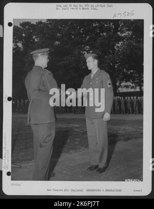 Lt. General Jacob L. Devers Congratulates W/C John E. Johnson Of Raf ...