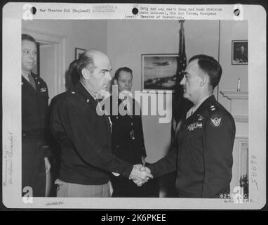 Major General William E. Kepner Congratulates Brig. Gen. Walter R. Peck ...