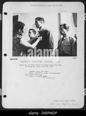 Decoration Of Tokyo Flyers By Madame Chiang Kai Shek At Chungking ...